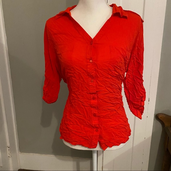 a.n.a | Tops | Red Buttonup Ana Top | Poshmark